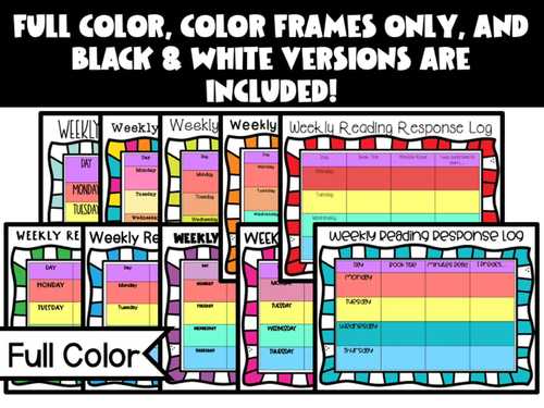 Digital Weekly Reading Logs - Reading Response Prompts - Reading Activities