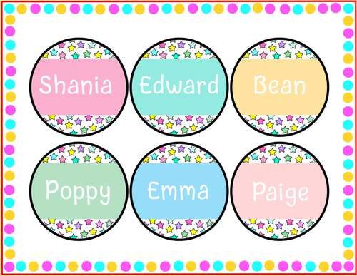 Star Nametags, Printable Bright Stars Student Name Labels, Cubby Labels