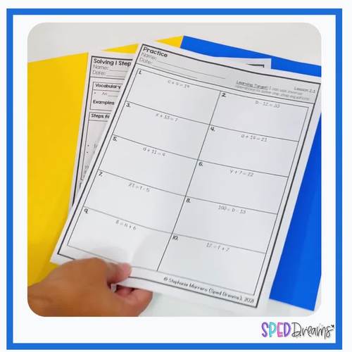 Solving One Step Equations Add and Subtract Guided Notes Practice Exit ...