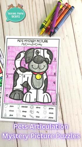 Pets Speech Articulation Mystery Picture Puzzles by Talking Mama Bears