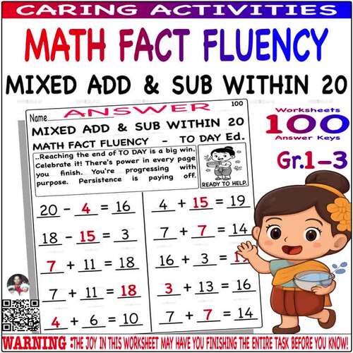 Math facts fluency timed tests Mixed Addition and Subtraction to 20 ...