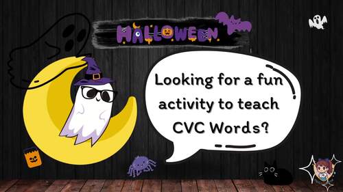Halloween CVC Word Bingo Game | Short Vowels (A, E, I, O, U) | 55 Words.