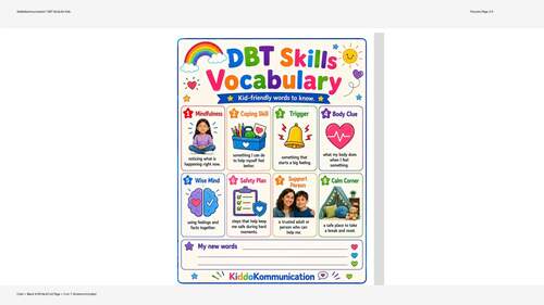 DBT Skills for Kids | Emotional Regulation Coping Skills Posters Worksheets