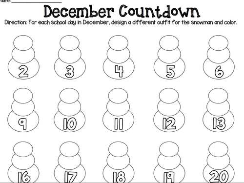 School Day Advent Calendar (December)--Countdown to Winter Break Activity