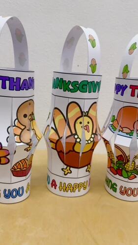 Thanksgiving Paper Lantern & Coloring Craft Activity for kids by HAPPYLEARN