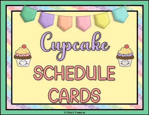 Cupcake Daily Schedule Cards *Editable* by Cindy's Treasures | TPT