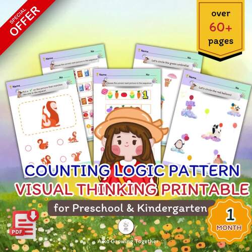 Preschool Worksheets Month 3 Bundle Counting Logic Pattern Visual Thinking