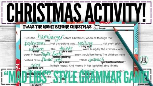 Christmas Holiday Activity Middle School ELA English Mad Libs Fun ...