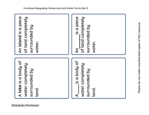 Montessori Geography Manual Land and Water Forms Lessons Cards Booklets ...
