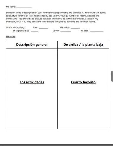 La Casa - Spanish House Writing Assessment Project w/ Rubric ...