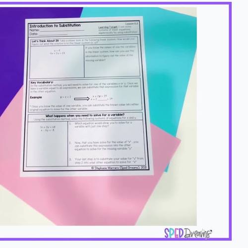 Solve Linear Systems of Equations Substitution Guided Notes Practice ...