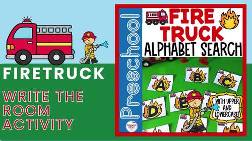 Preschool Alphabet Activities - FIRE TRUCK ALPHABET SEARCH by Preschool SOS