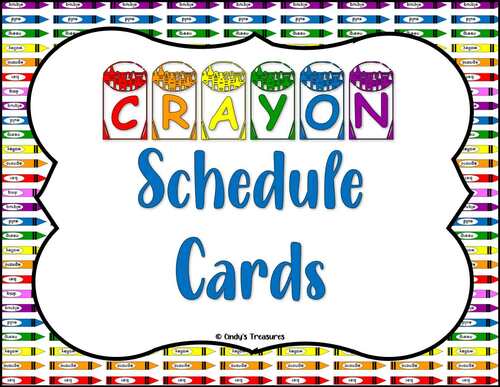 Crayon Daily Schedule Cards *Editable* by Cindy's Treasures | TPT
