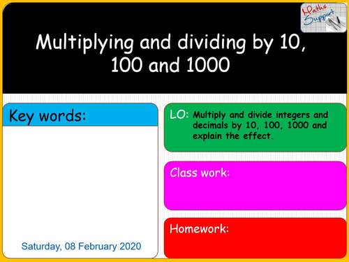 Multiplying and dividing by powers of 10 by Maths Support Centre