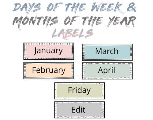 Boho Days of the Week Labels, Months of the Year Labels, Calendar Labels