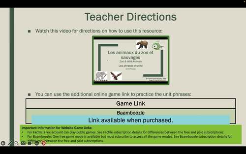 Core French Zoo and Animals Unit Phrases PowerPoint | TPT