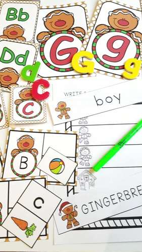 Gingerbread Literacy Center and Small Group Activities - ABC, Beginning ...