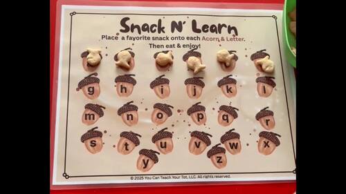 Lowercase Alphabet Acorn Activity | Fall Letter Recognition Placemat ...