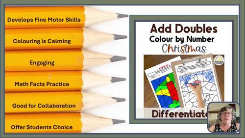 Christmas Add Doubles Color-by-Code Math Worksheets for Differentiated ...
