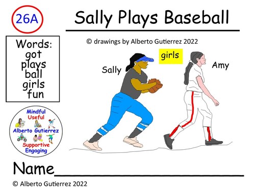 Read Aloud Video Sally Plays Baseball #26A by ALBERTO GUTIERREZ | TPT