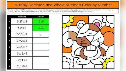 Multiplication with Decimals and Whole Numbers Activities 5.NBT.7