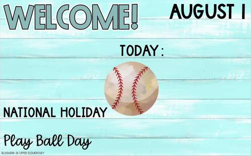National Daily Holidays Google Slides: AUGUST | Morning Meeting Slides