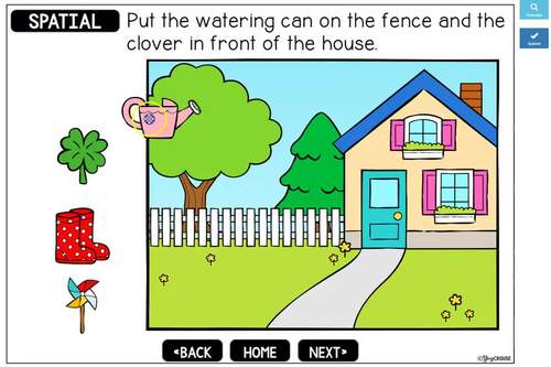 Spring Concepts and Following Directions BOOM CARDS™ No Print Language