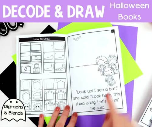Halloween Decodable Readers Digraphs & Blends Directed Drawing Books ...