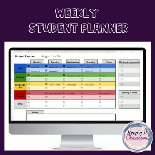 Digital Weekly Student Planner 2022-2023 by Keep'n It Creative | TPT