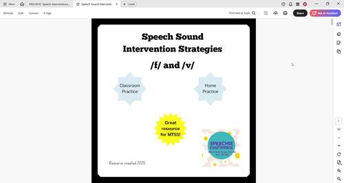 Speech Sound Interventions for Classroom and Home Practice: /f/ and /v/