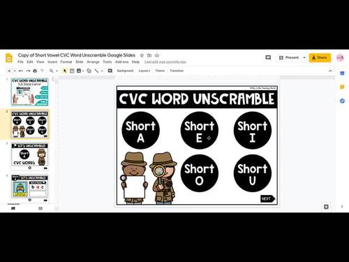 CVC Word Unscramble Digital Powerpoint Game (Google Slides) | TPT