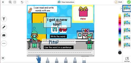 Vowel Teams UE/UI/EW Preloaded Seesaw Digital Word Building | TPT