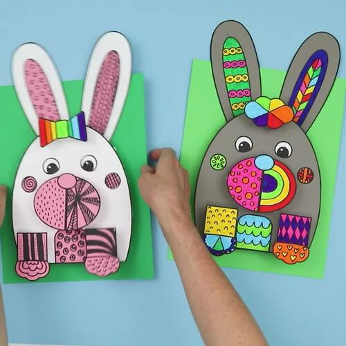 3D Bunny Doodle Art by Super Fun Printables | TPT
