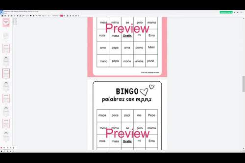 Valentine's Day Bingo Spanish "m,p,s,n" - Bingo San Valentin "m,p,s,n"