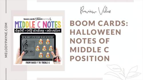 Music Distance Learning BOOM Cards: Halloween Middle C Position Notes