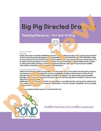 Big Pig Directed Drawing by From the Pond | TPT