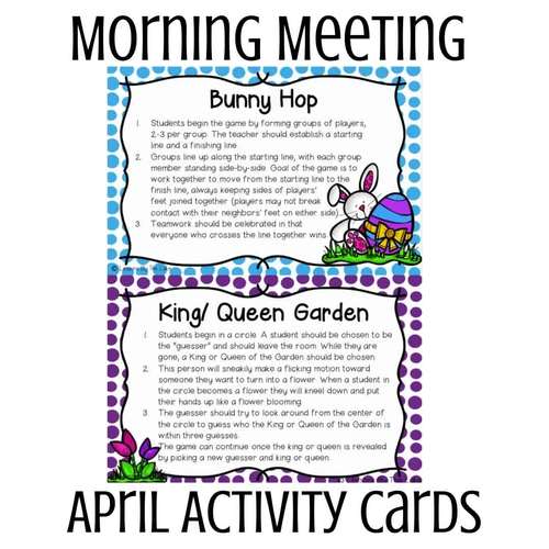 Morning Meeting Activities ~ April Edition by Lessons By The Lake