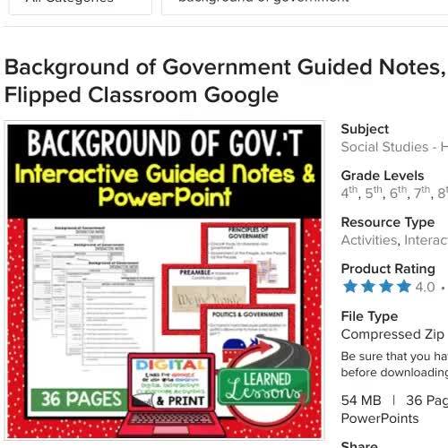 Background of Government Guided Notes, PowerPoints, Flipped Classroom ...