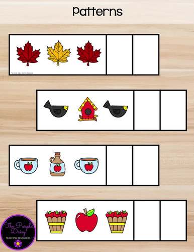 Fall Pattern Cards for Preschool PreK Kindergarten | TpT