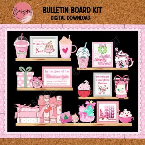 Hot Cocoa Bulletin Board Pink Christmas Classroom Decor Cozy December ...