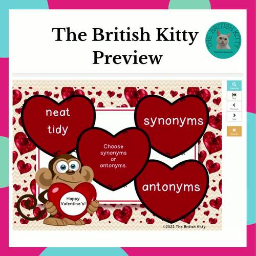 Valentine's Day Monkey Synonyms and Antonyms Boom Cards™ by The British ...