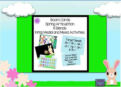 Boom Card Spring Articulation R Blends Initial, Medial and Mixed Activities