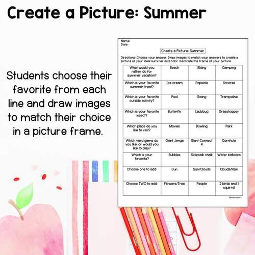 Create a Picture SUMMER Interactive Activity for Upper Elementary Draw ...
