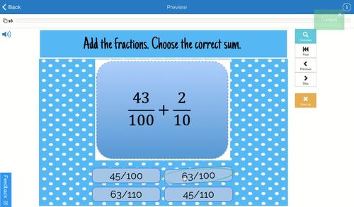 4th Grade Add Fractional Parts of 10 and 100 | Task Cards | BOOM Cards ...