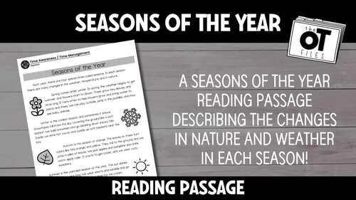 Seasons of the Year-Calendar Concepts | Executive Functioning | Time ...