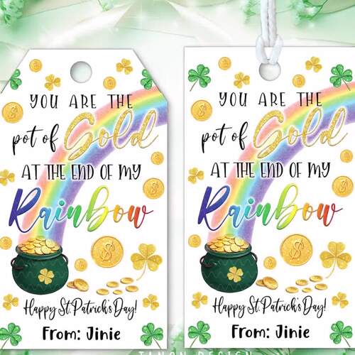 St. Patrick's Day Favor Tags, Shamrocks Clover St. Patrick's Day Gift ...