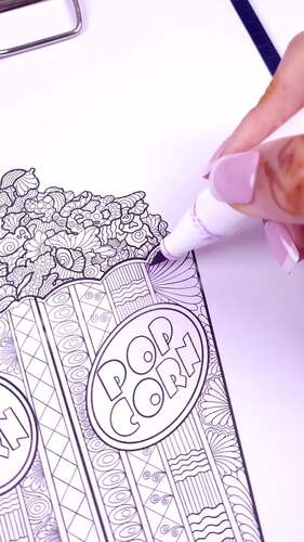 Popcorn Coloring Page Movie Day - Zendoodle Colouring Pages Zentangle ...