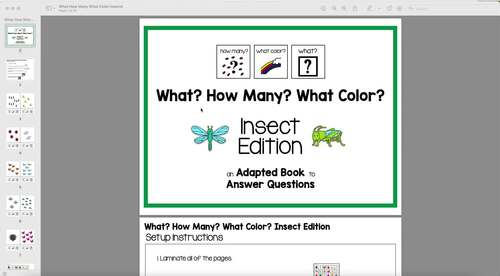 How Many? What Color? What? Adapted Book {INSECTS} by The Autism Helper