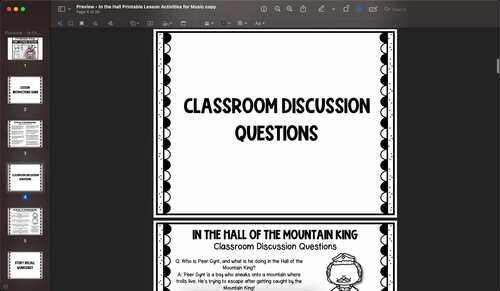 In the Hall of the Mountain King Printable Music Worksheet Activities ...