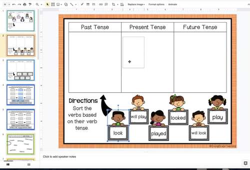 Verb Tenses Google Slides Distance Learning by Giving Grace Teaching